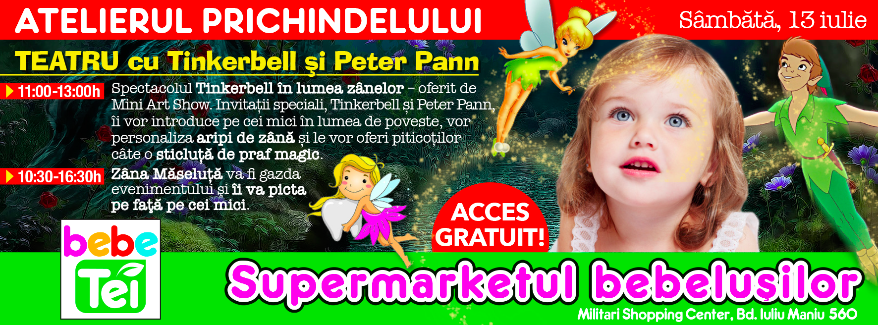 Tinkerbell şi Peter Pan vin cu un show special pentru cei mici, la Bebe ...